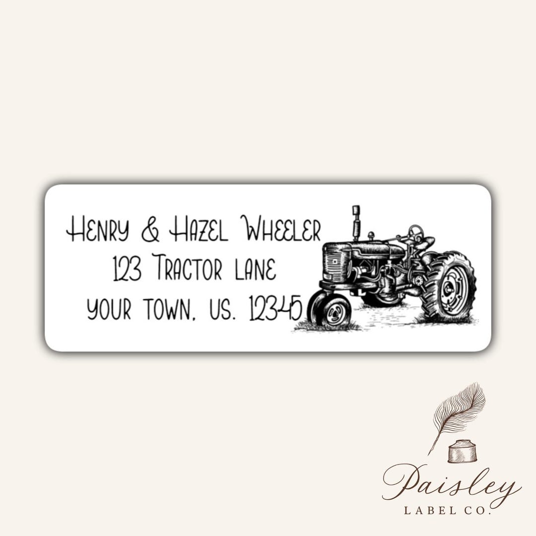 Personalized Retro Vintage Old Farm Tractor Return Address Mailing ...