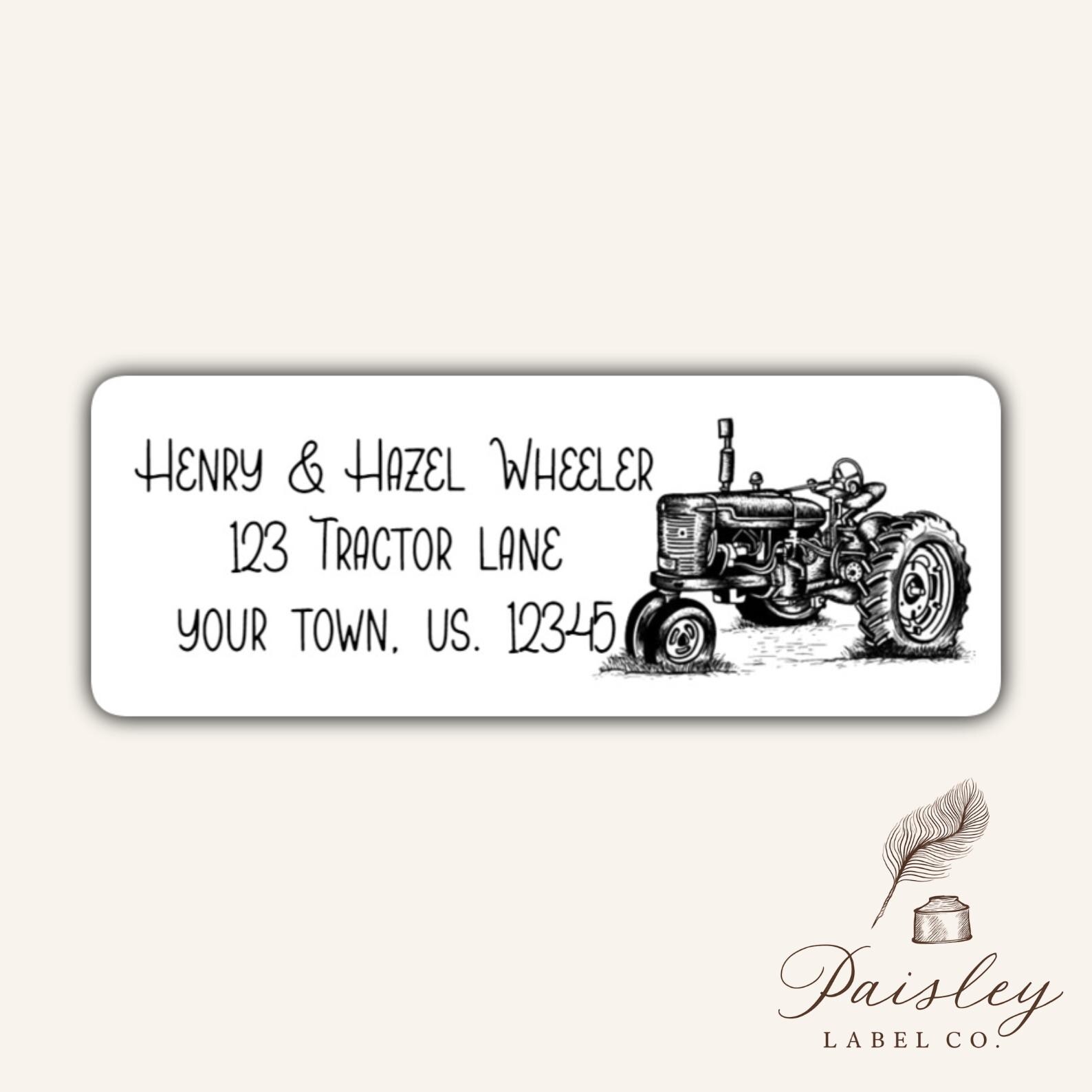 Personalized Retro Vintage Old Farm Tractor Return Address Mailing ...