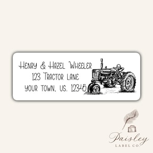 Personalized Retro Vintage Old Farm Tractor Return Address Mailing ...