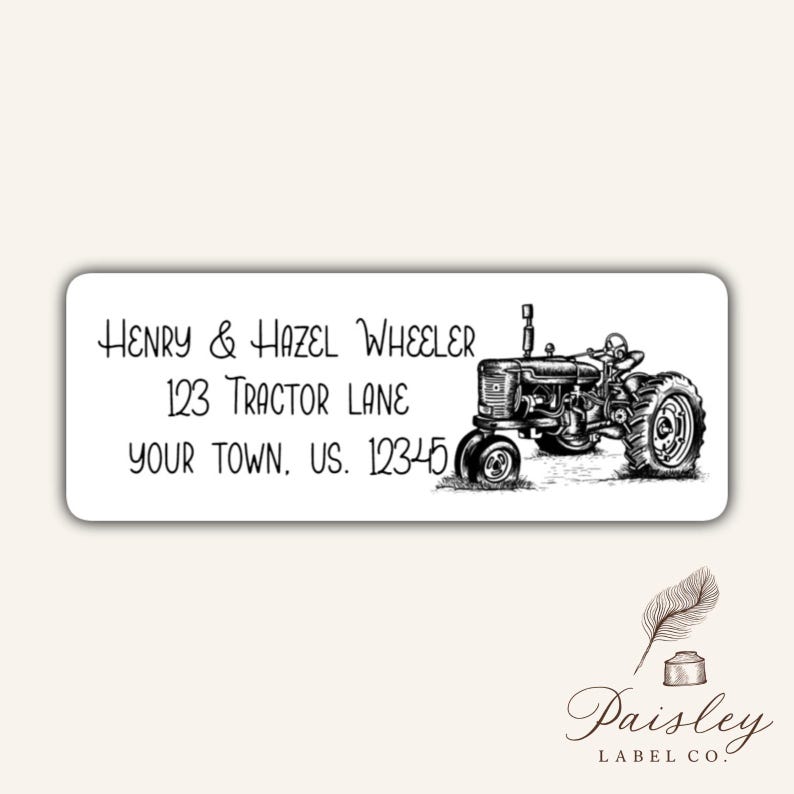 Personalized Retro Vintage Old Farm Tractor Return Address Mailing ...