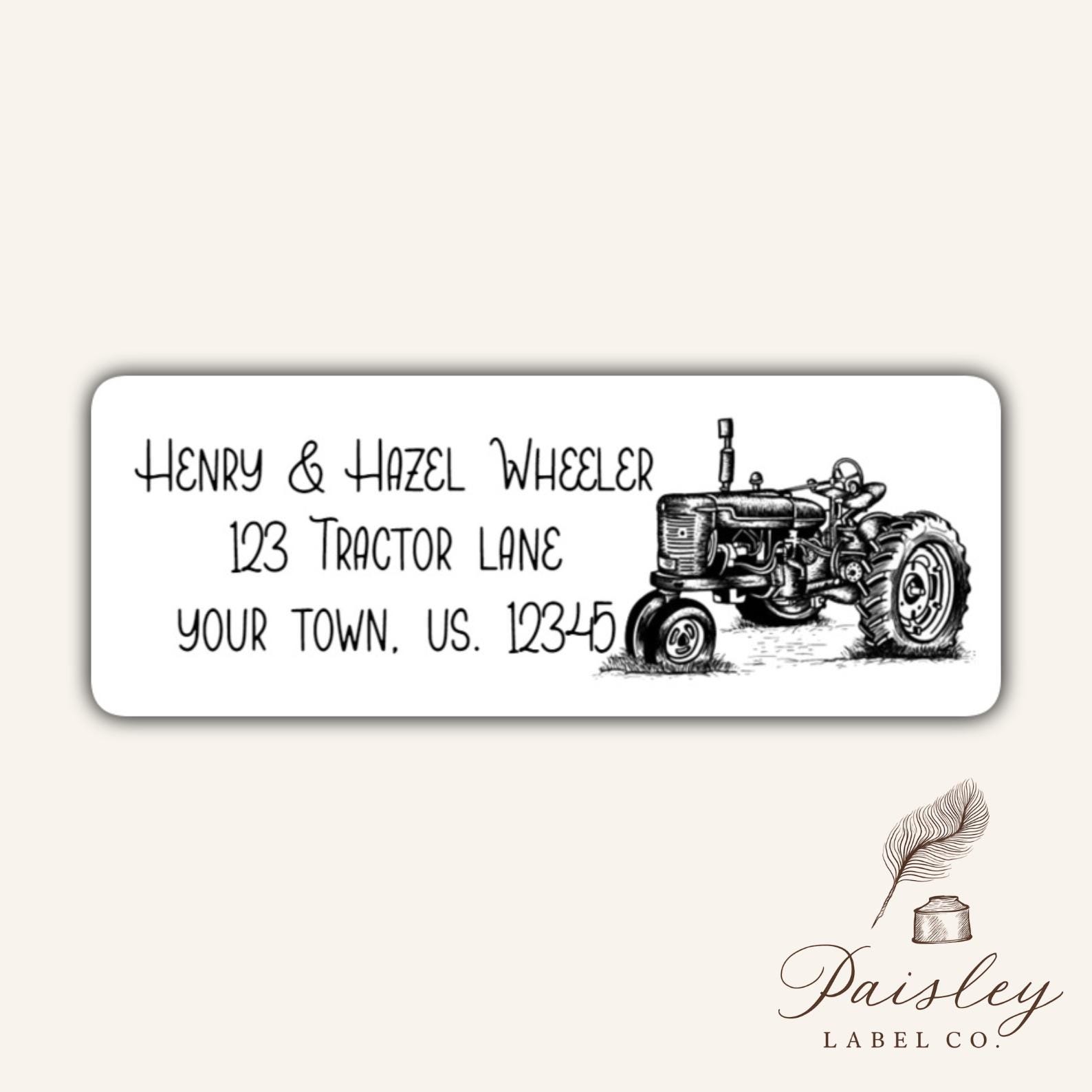 Personalized Retro Vintage Old Farm Tractor Return Address Mailing ...