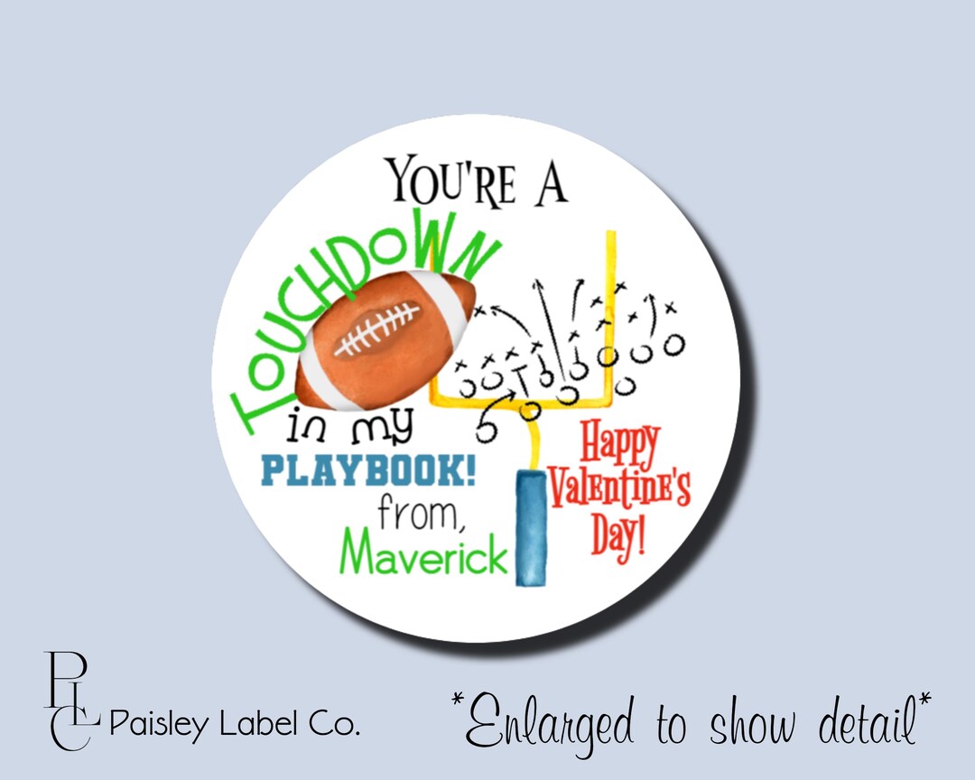 You're A Touchdown in My Playbook Football Sport Round Happy Valentine ...