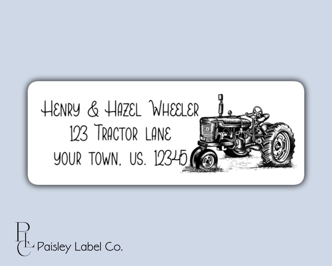 Personalized Retro Vintage Old Farm Tractor Return Address Mailing ...
