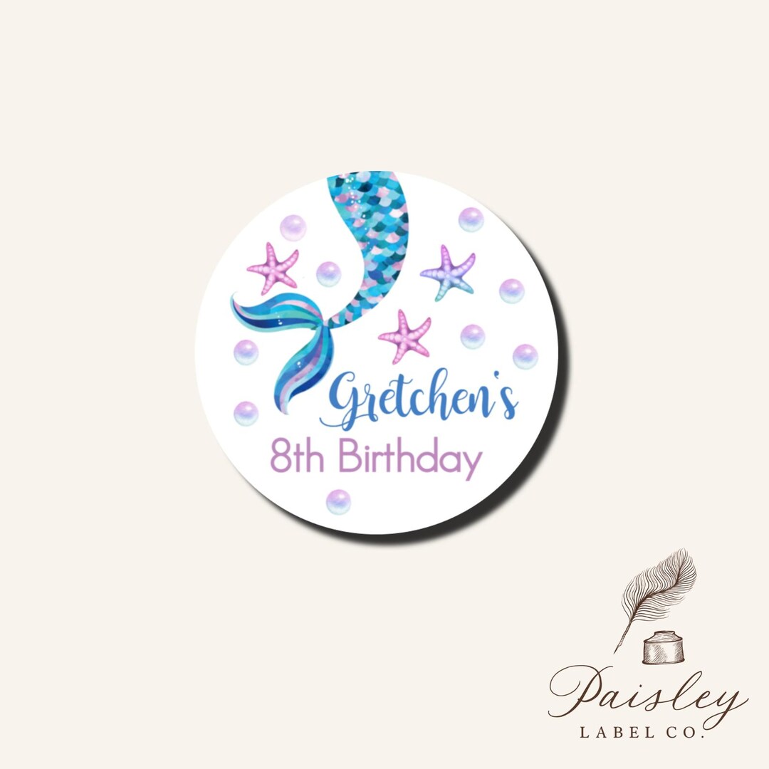 Purple Mermaid Tail Fluke Birthday Personalized Watercolor Birthday ...