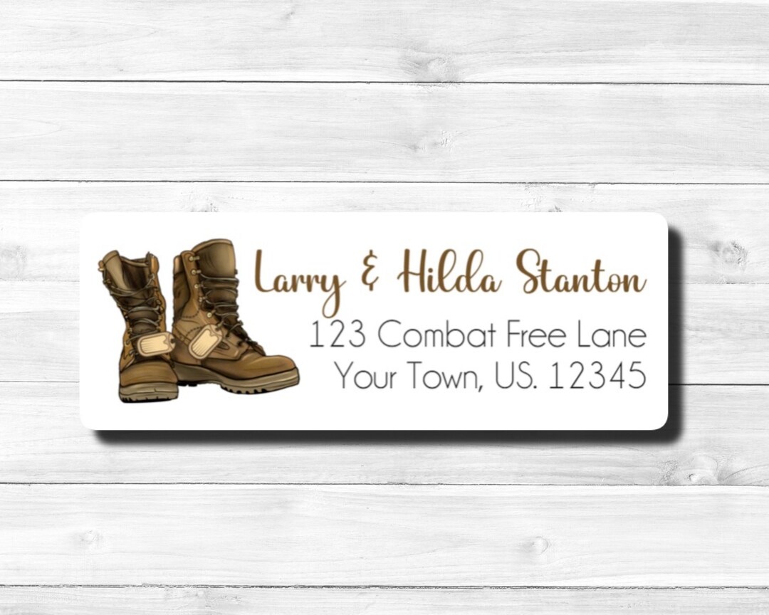 Military Combat Boots Dog Tags Army Return Address Mailing Labels ...