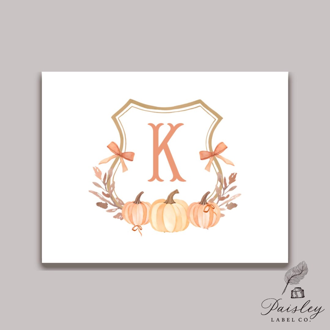 Thanksgiving Crest Monogram Pumpkin Fall Autumn Grand Millennial Orange ...