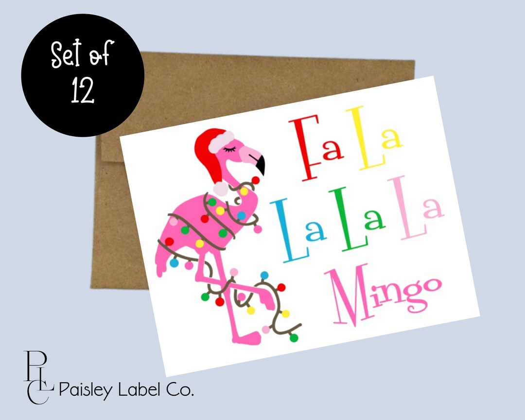 Whimsical Fa La La La Mingo Christmas Pink Flamingo Tropical Bright ...