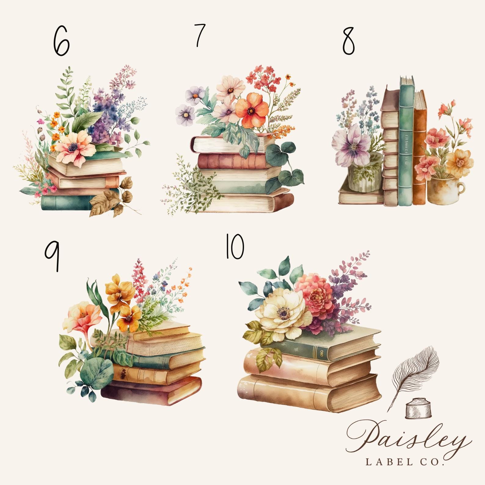 Botanical Floral Flowers From the Library of Personalized This Book ...