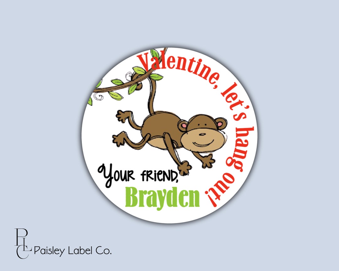 Valentine Let's Hang Out! Monkey Happy Valentine's Day Monkey Hanging ...