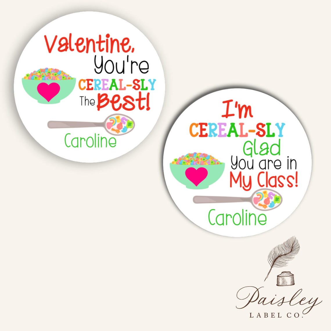Personalized Happy Valentine's Day Cereal Cereal-sly Heart Spoon Glad ...