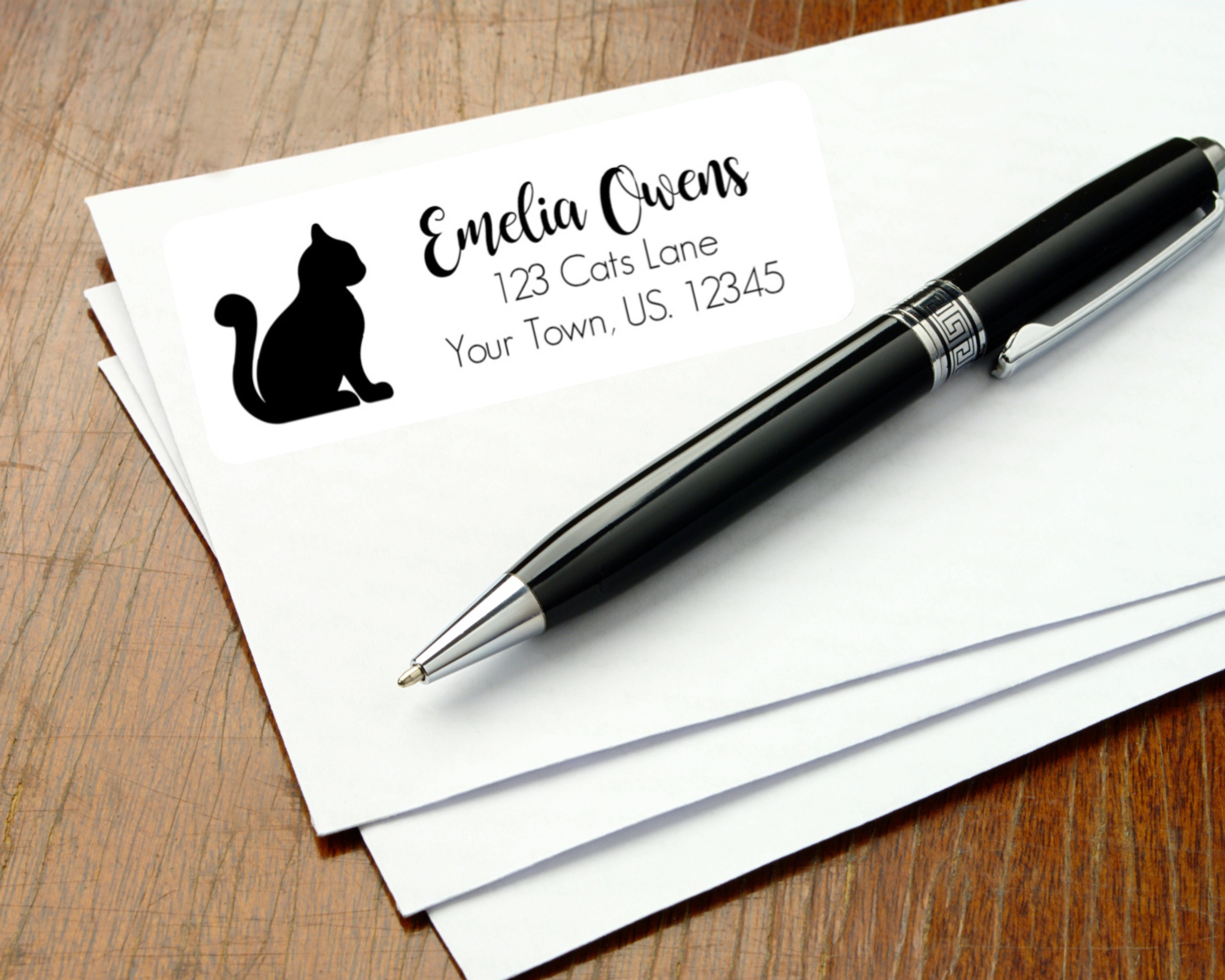 Silhouette Cat Kitten Kitty Address Labels Set of 30 Stickers Animal - Etsy