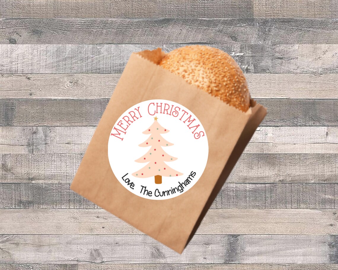 Personalized Pink Boho Chic Christmas Tree Holiday Tag Gift Tag Party ...