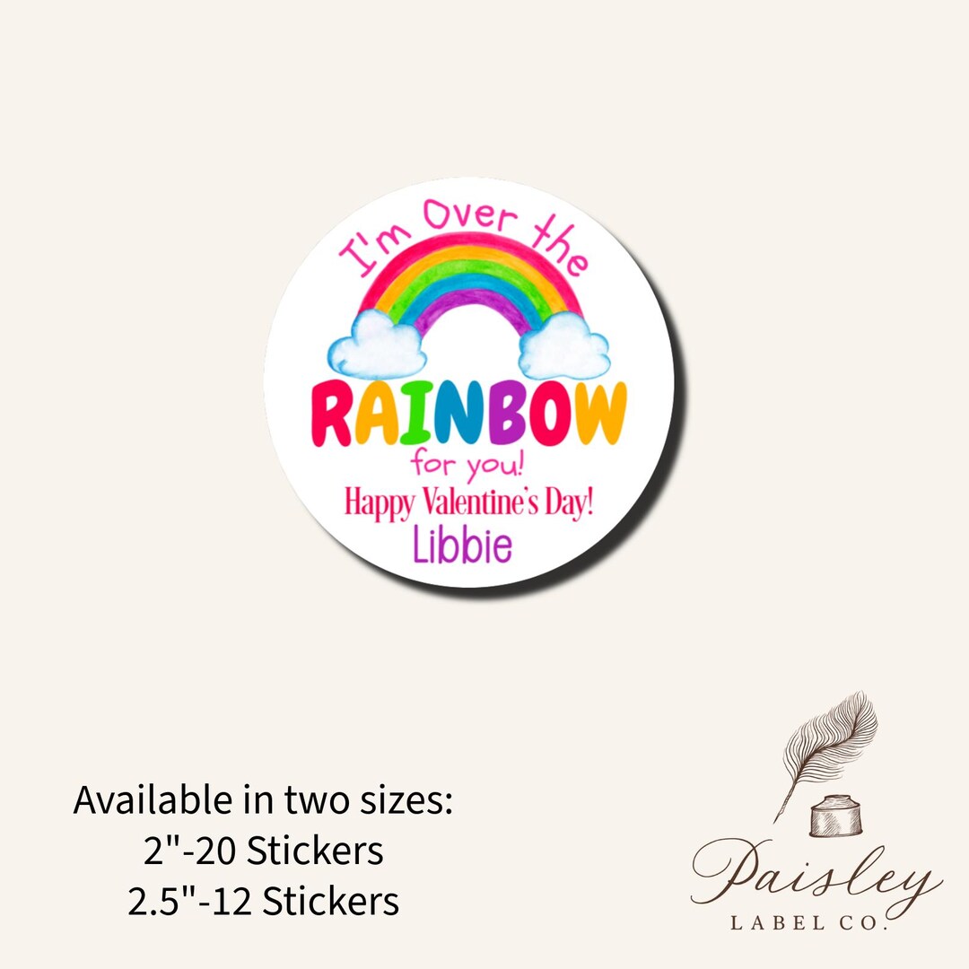 I'm Over the Rainbow for You Valentine's Day Colorful Round Class ...