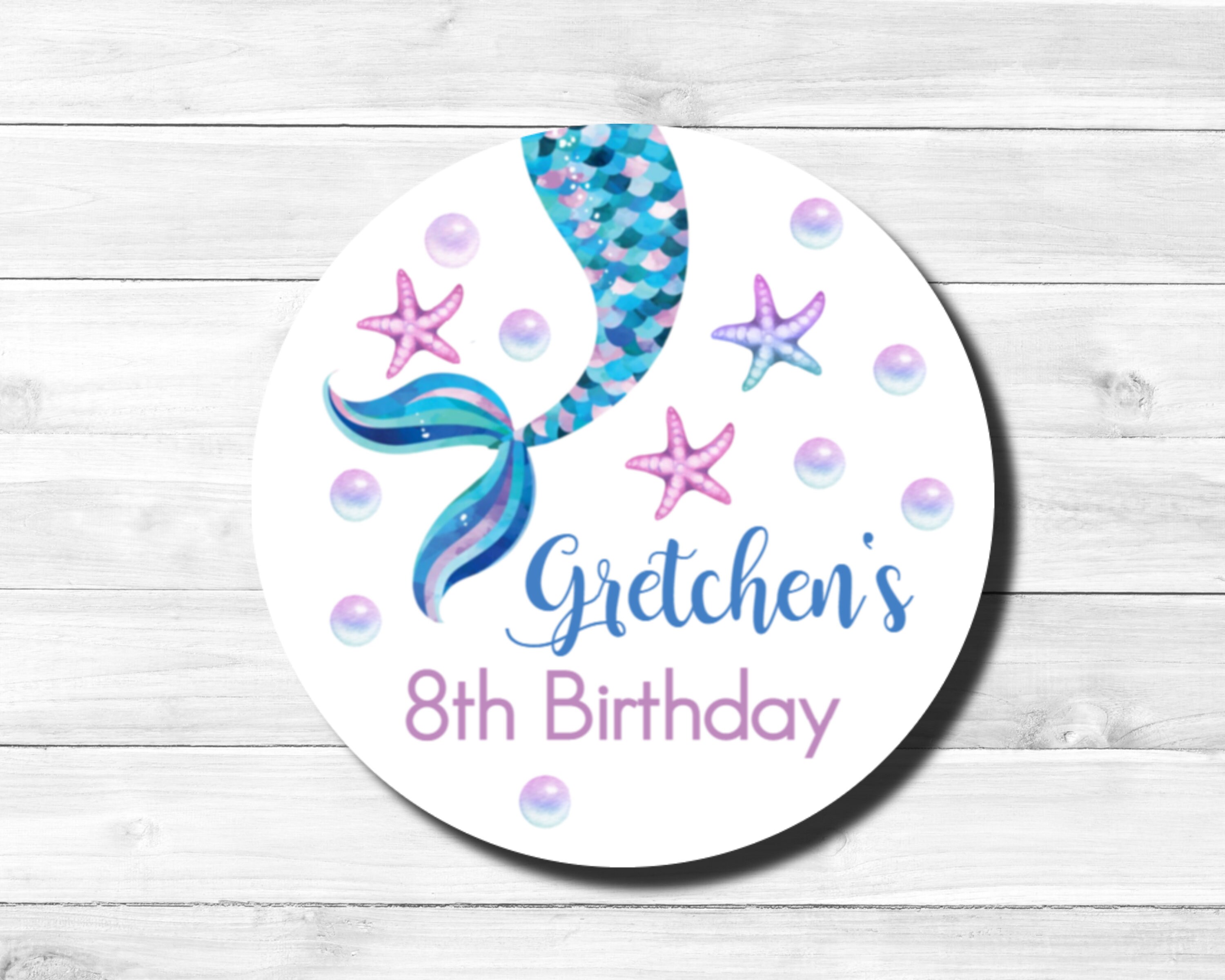 Purple Mermaid Tail Fluke Birthday Personalized Watercolor Birthday ...