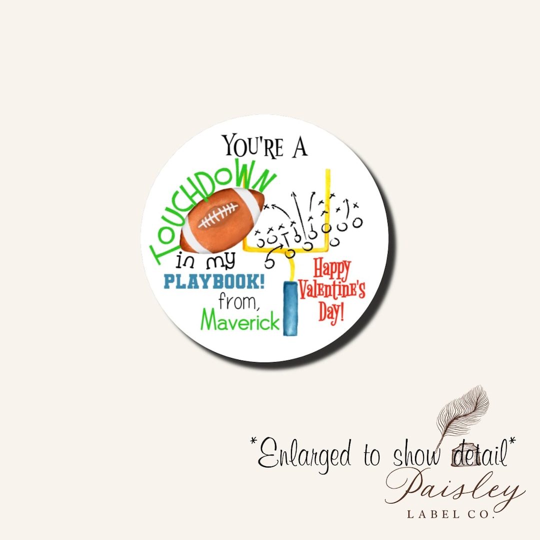 You're A Touchdown in My Playbook Football Sport Round Happy Valentine ...