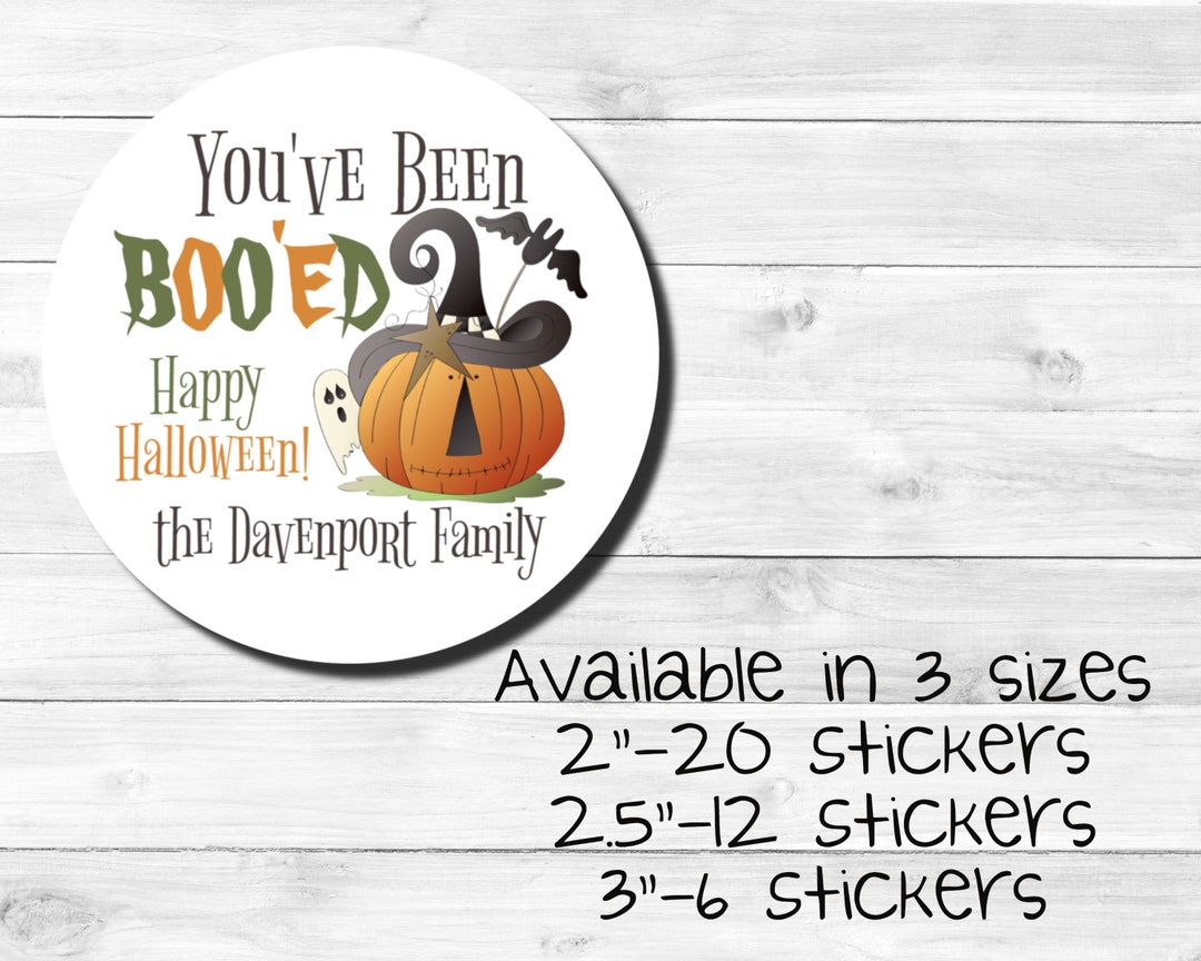 Prim Primitive You've Been Boo'ed Halloween Stickers Bat Pumpkin Ghost ...