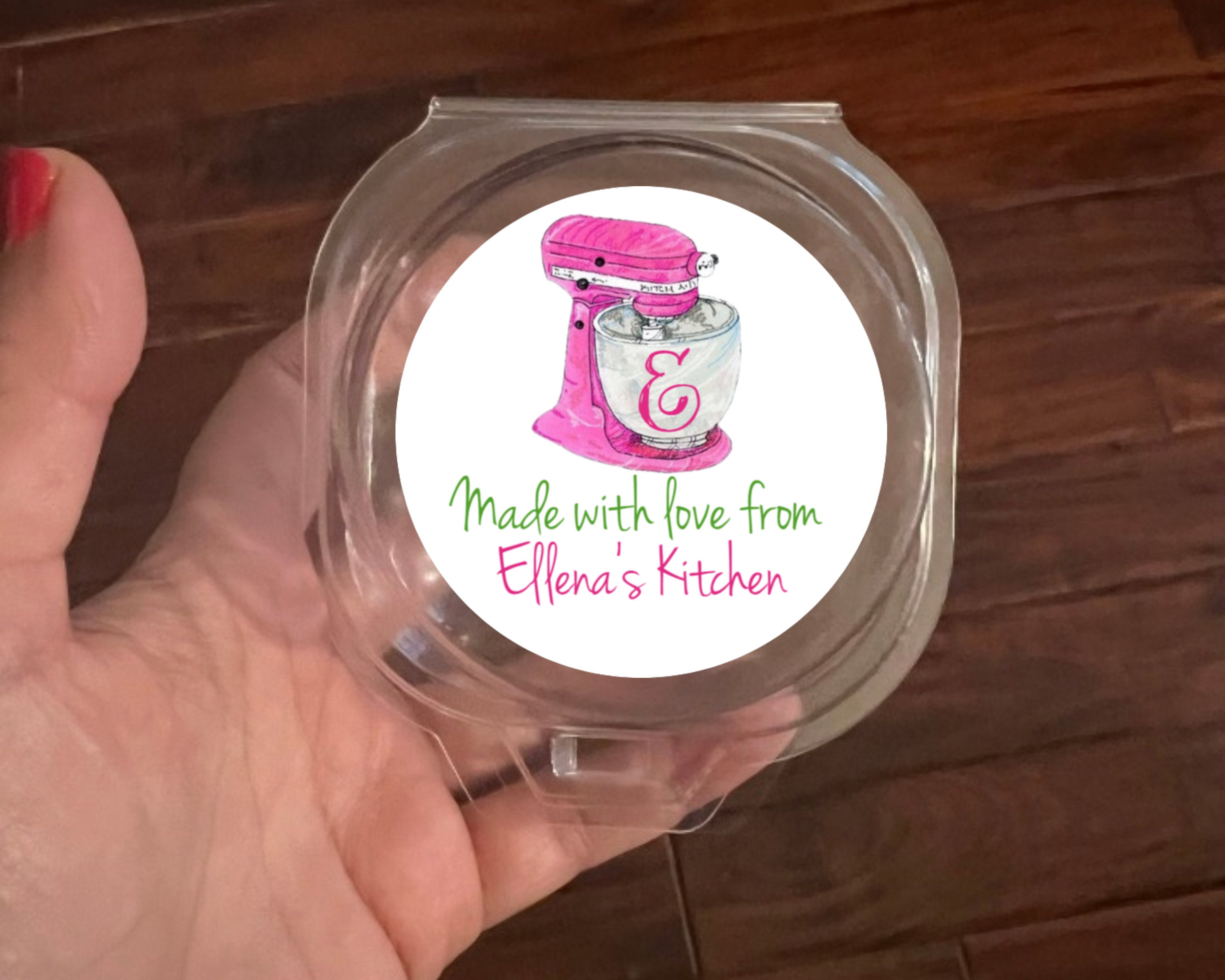 Made With Love Baking Labels Hot Pink Stand Mixer Monogram Baking Baked ...