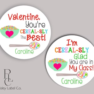 Personalized Happy Valentine's Day Cereal Cereal-sly Heart Spoon Glad ...