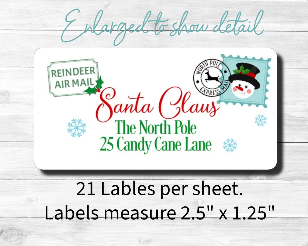 From Santa Claus Return Address Labels Reindeer Air Mail North Pole ...