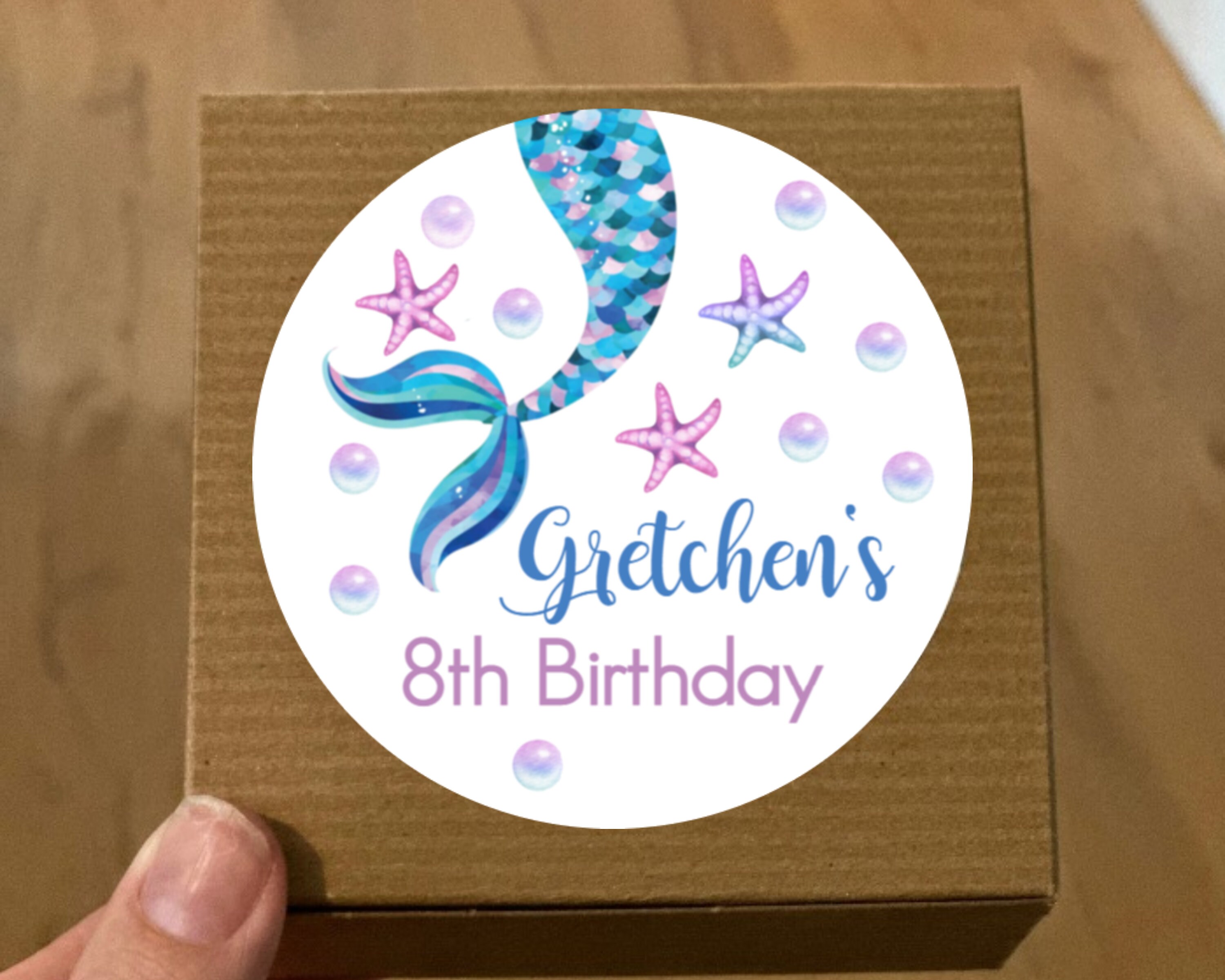 Purple Mermaid Tail Fluke Birthday Personalized Watercolor Birthday ...
