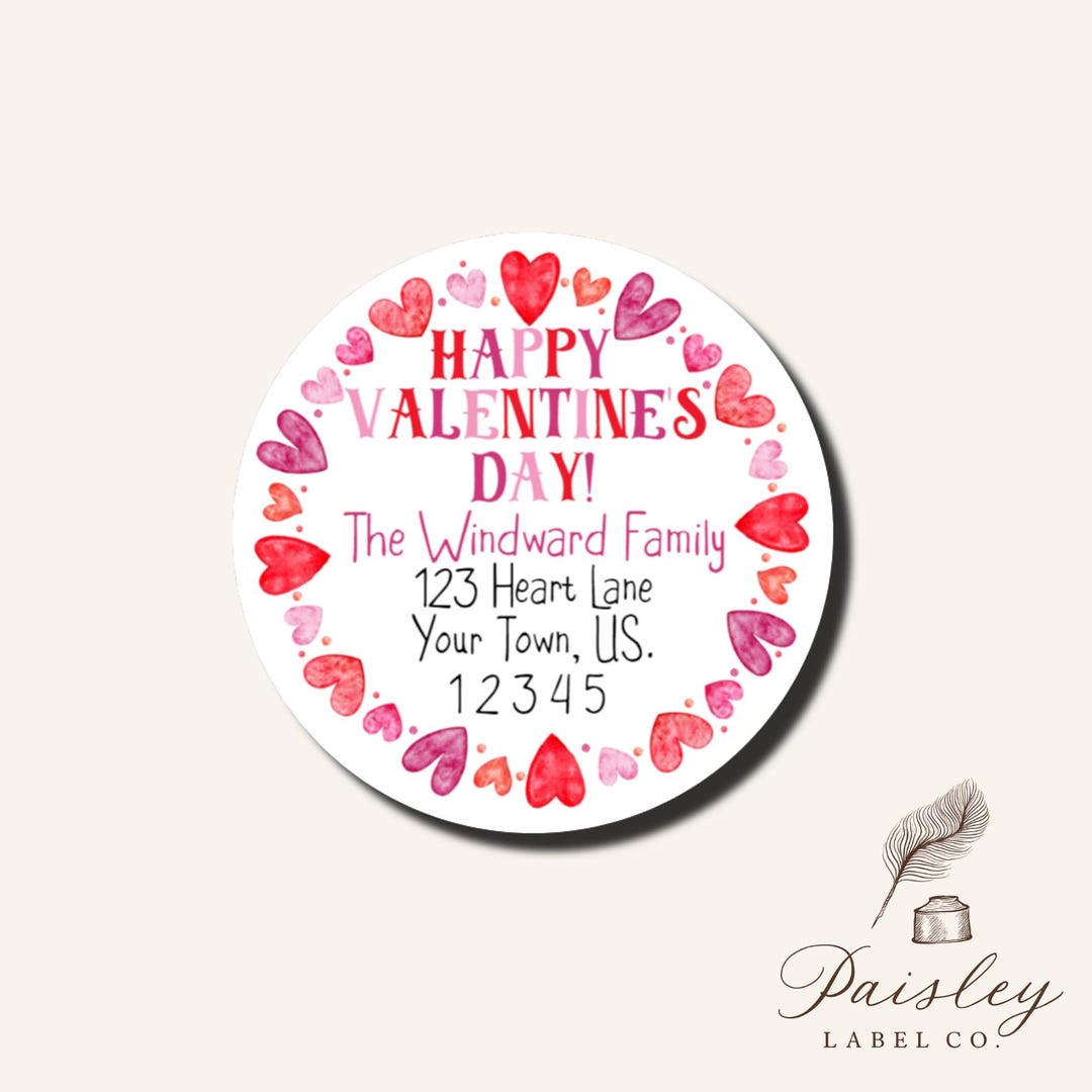 Colorful Happy Valentine's Day Heart Wreath Whimsical Fun Round Circle ...