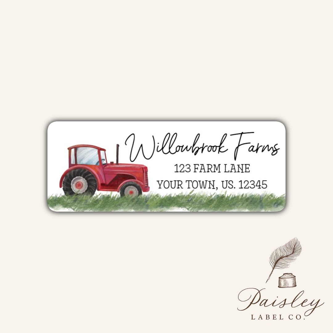Vintage Retro Farm Life Tractor Red Green Birthday Return Address ...