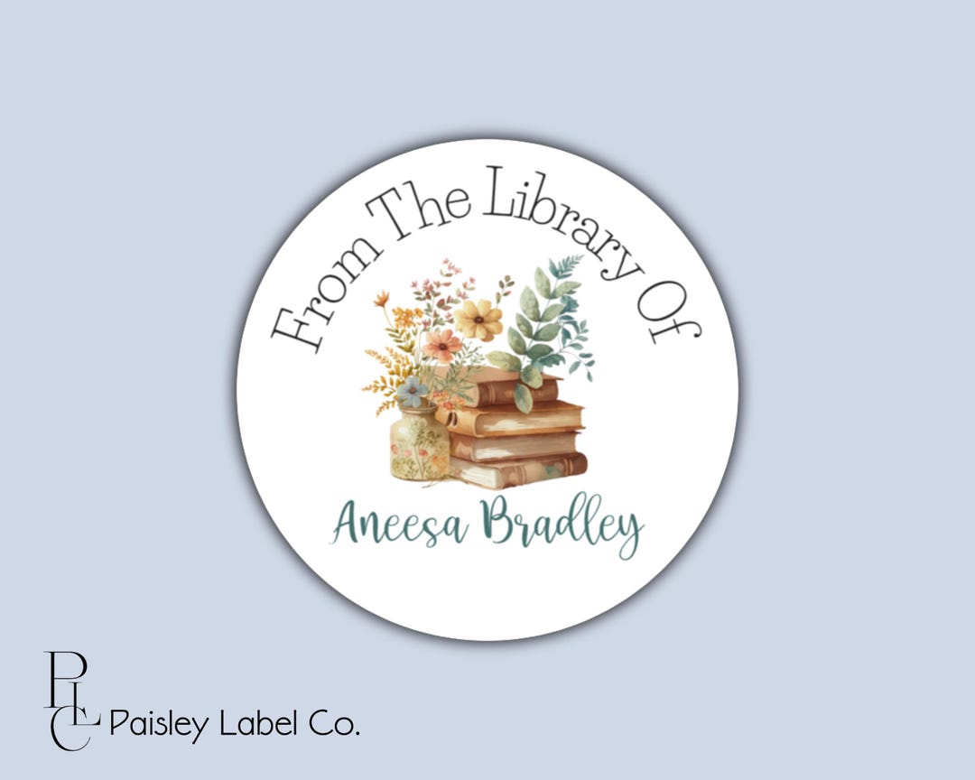 Botanical Floral Flowers From the Library of Personalized This Book ...