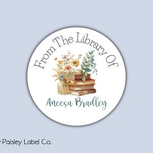 Botanical Floral Flowers From the Library of Personalized This Book ...