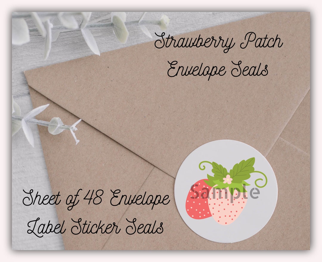 Strawberry Strawberries Patch Farm Fields Fruit Red Pink Envelope Seal ...
