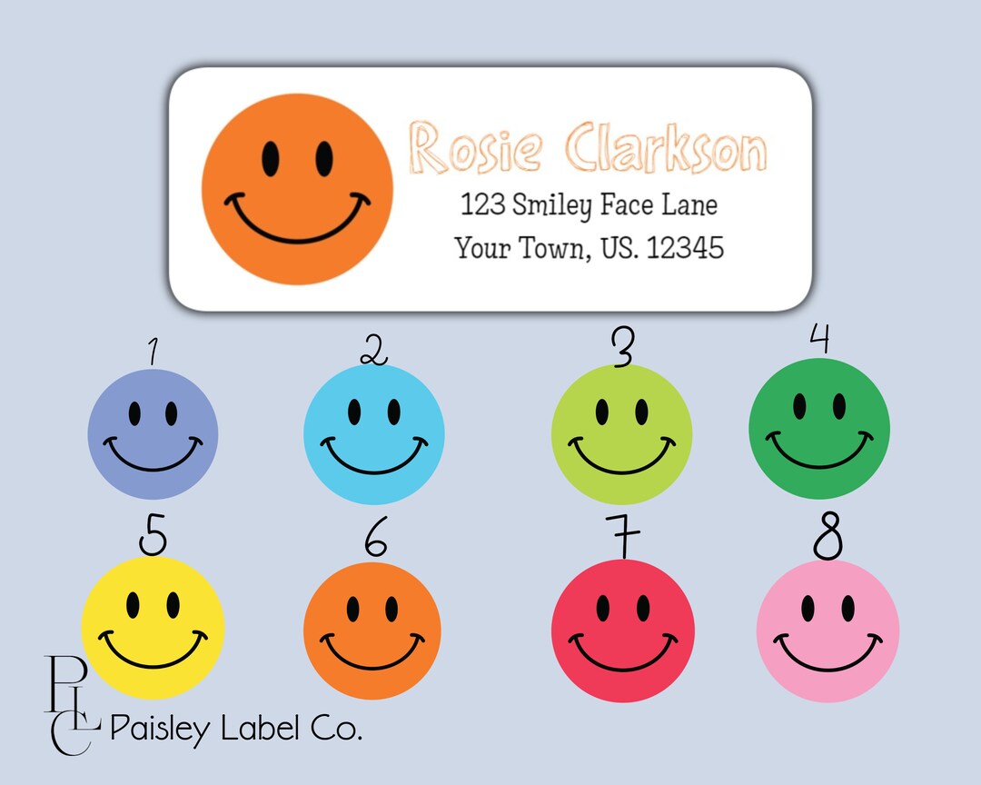Colorful Smiley Face Smile Emotion Personalized Return Address Mailing ...