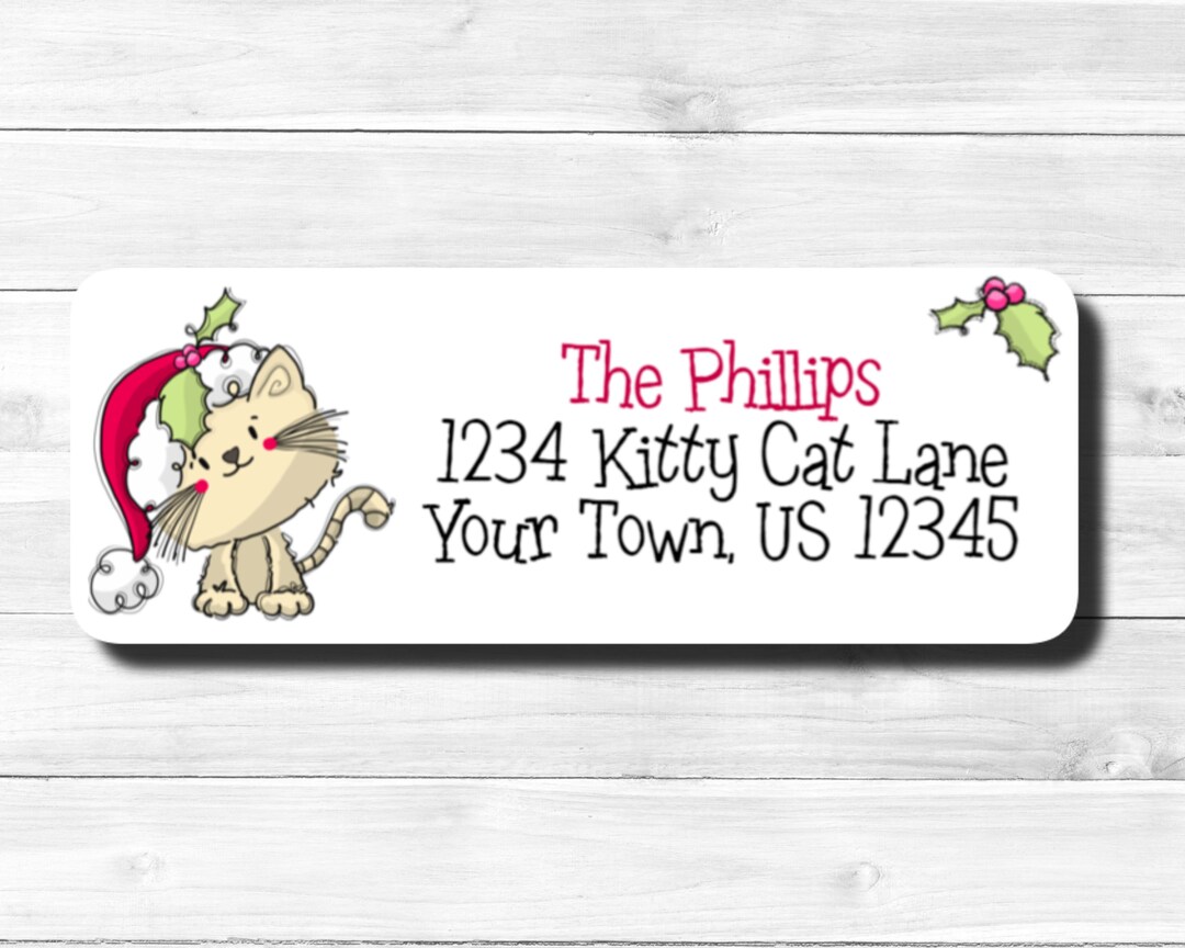 Personalized Christmas Cat Kitty Kitten Cat Feline Holly Pet Holiday ...
