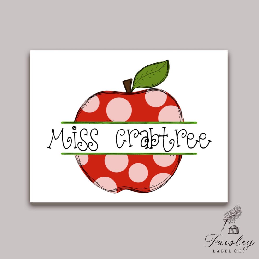 Red Apple Fruit Pink Polka Dots Monogram Name Teacher Gift Stationery ...