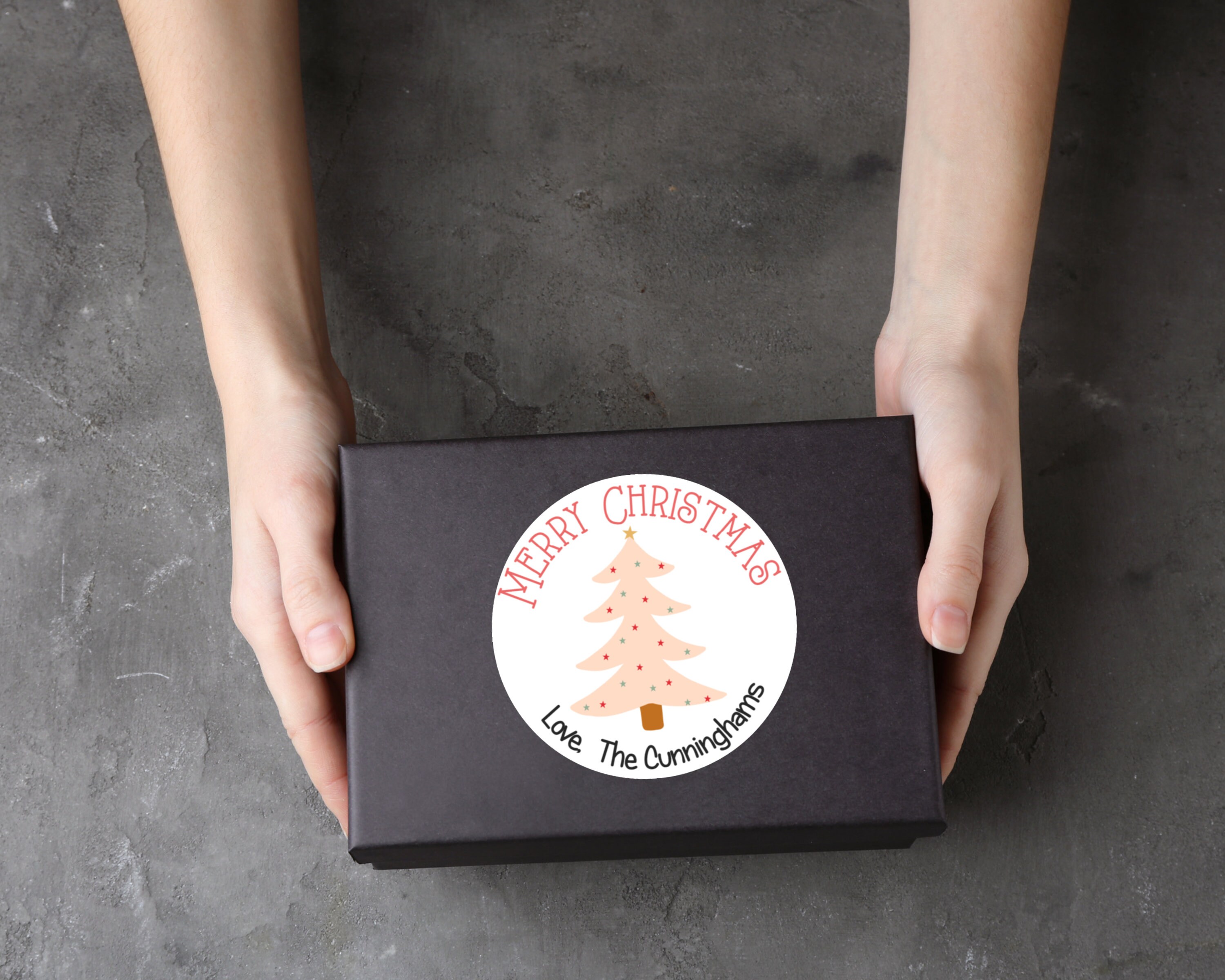 Personalized Pink Boho Chic Christmas Tree Holiday Tag Gift Tag Party ...