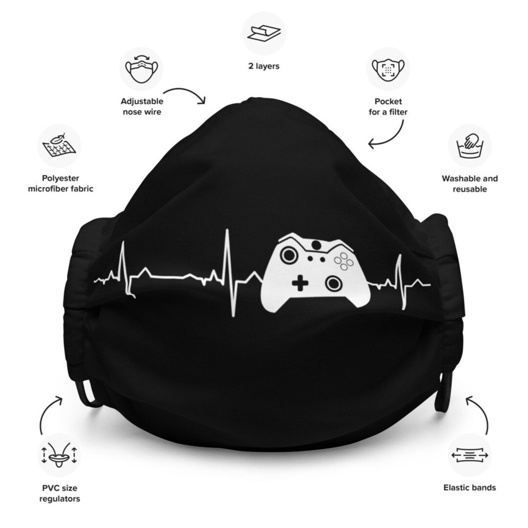 Gamer Mask Heartbeat EKG Mask Best Gamer Face Mask Gift Black ...