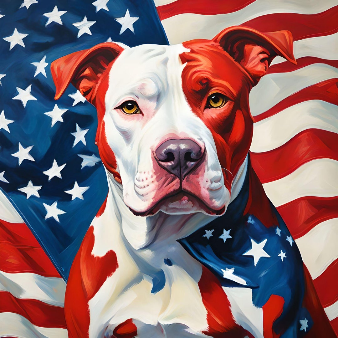 Pitbull USA 4th of July - America - Dog - T Shirt Iron on - Digital ...