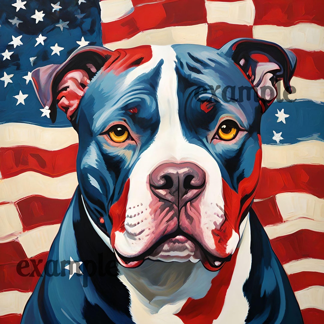 Pitbull USA 4th of July - America - Dog - T Shirt Iron on - Digital ...