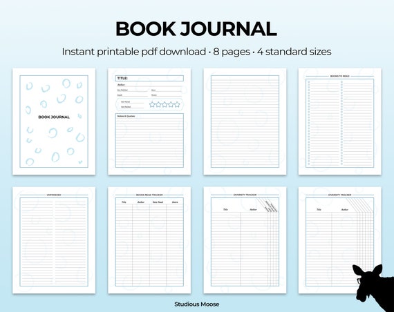 Printable Book Journal Essential Style: A Digital PDF | Etsy