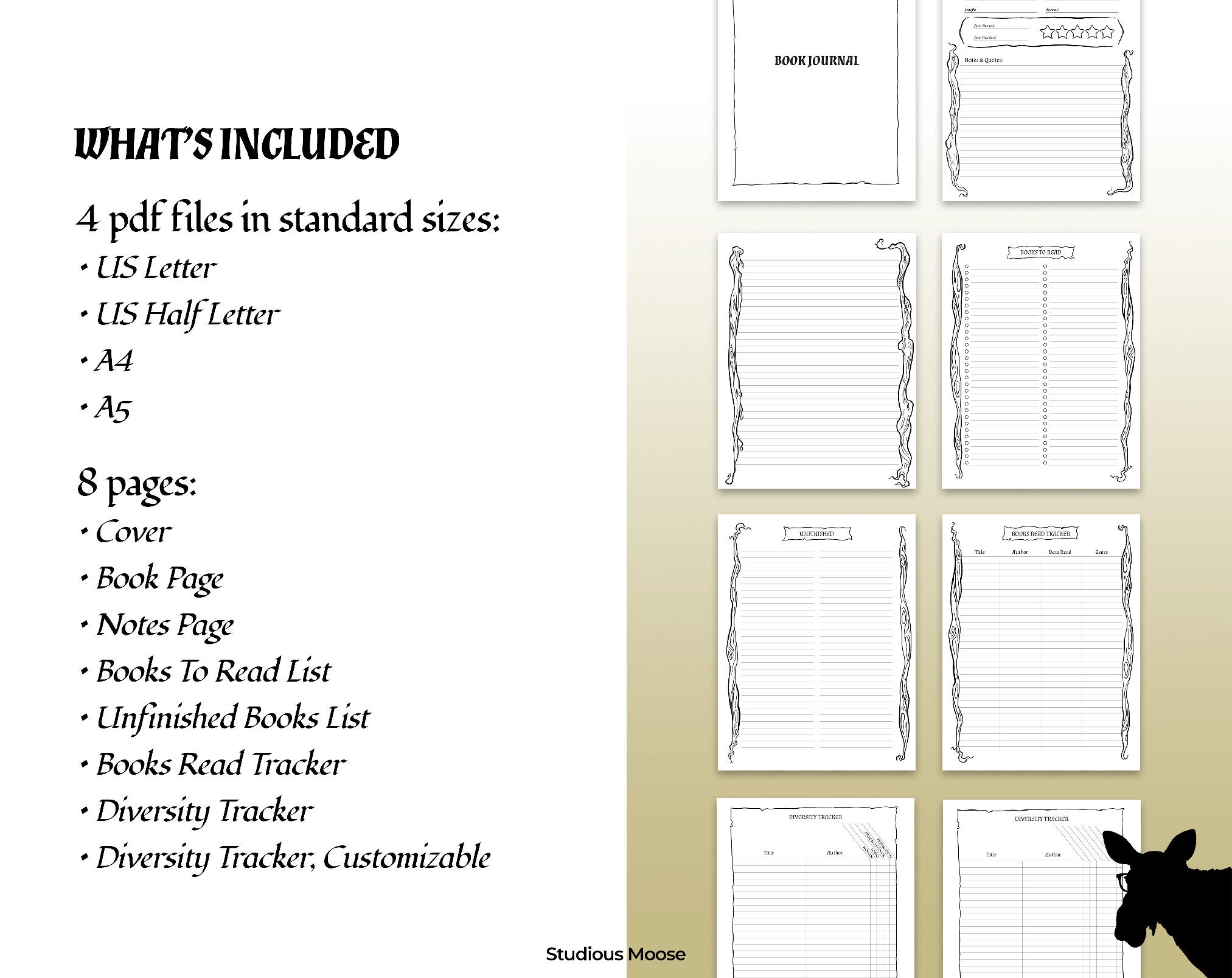 Printable Book Journal, Fantasy Style: A Digital PDF Download to Track ...