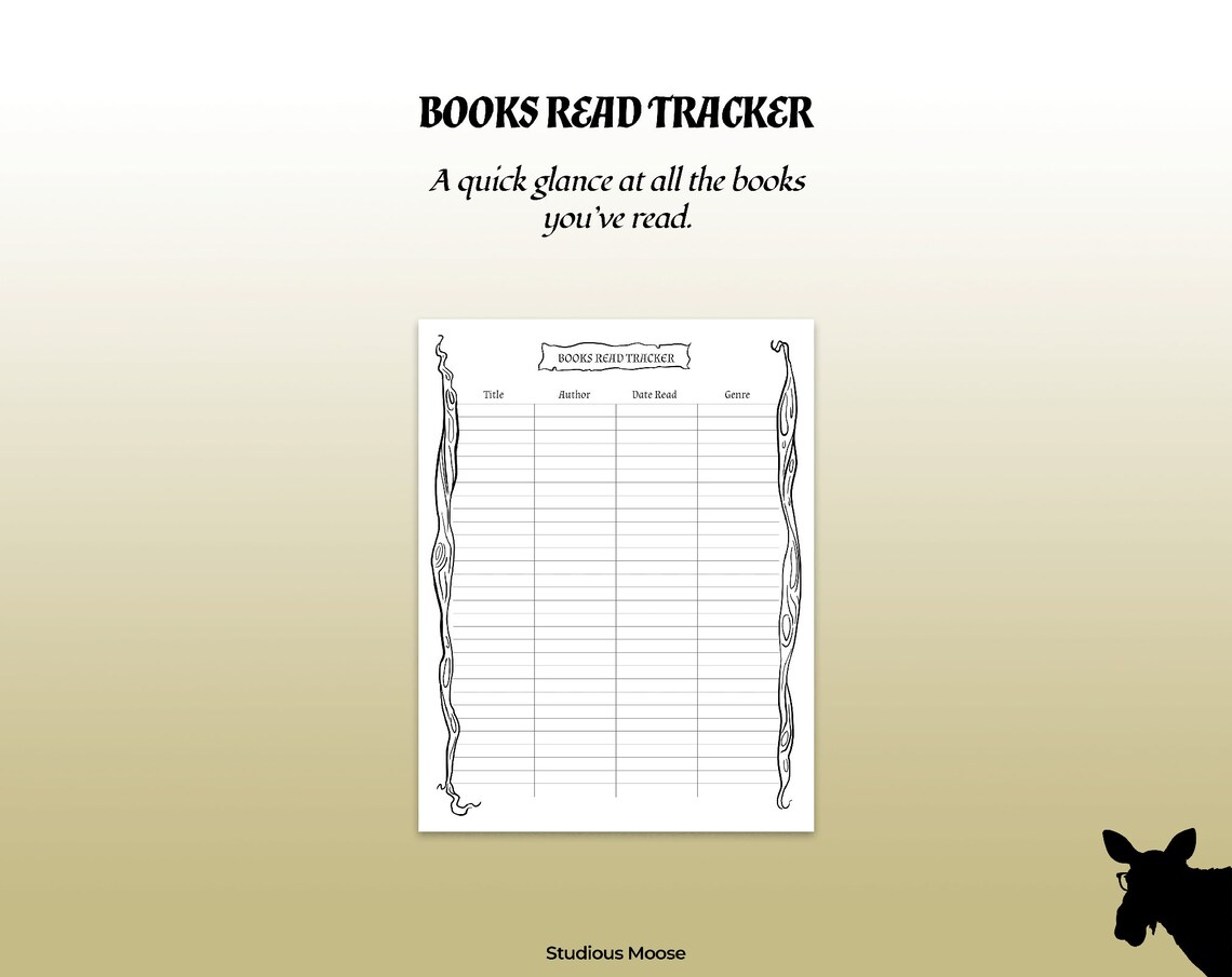 Printable Book Journal, Fantasy Style: A Digital PDF Download to Track ...