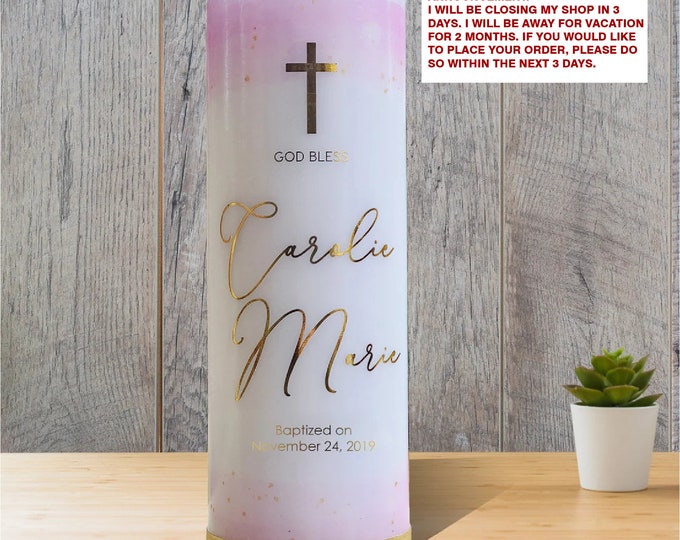 Personalized Baptism Candle Watercolor Baptism Candle for - Etsy