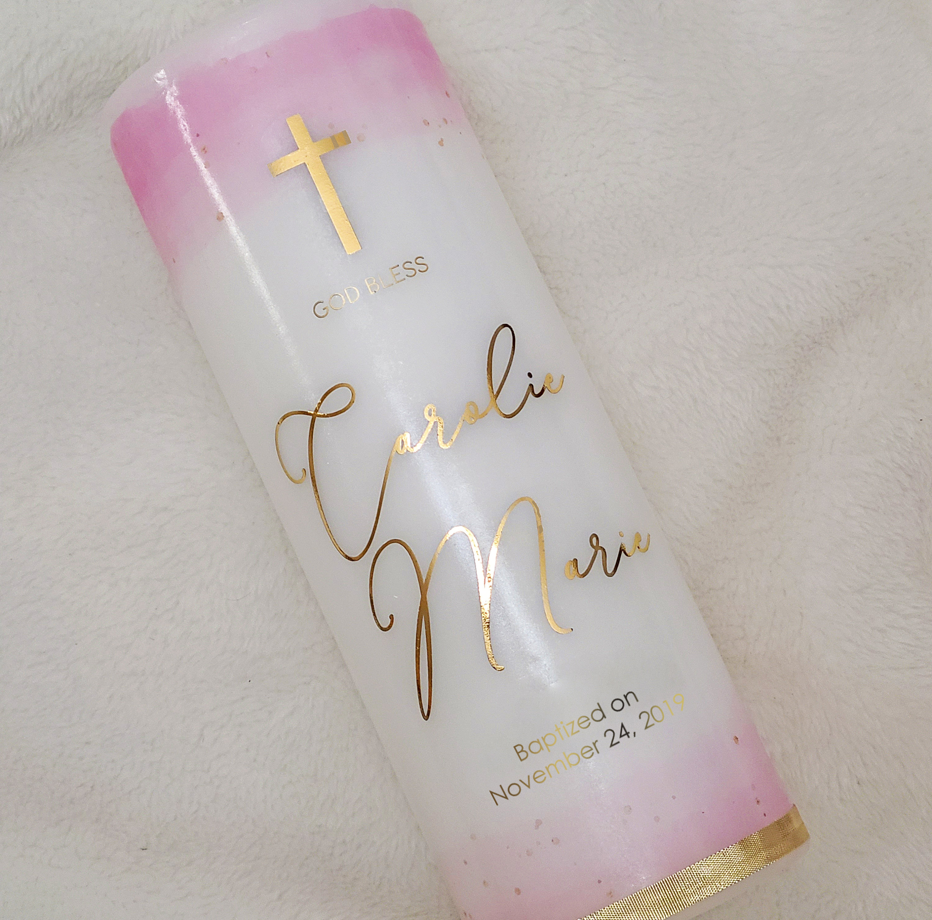 Personalized Baptism candle Watercolor baptism candle for | Etsy
