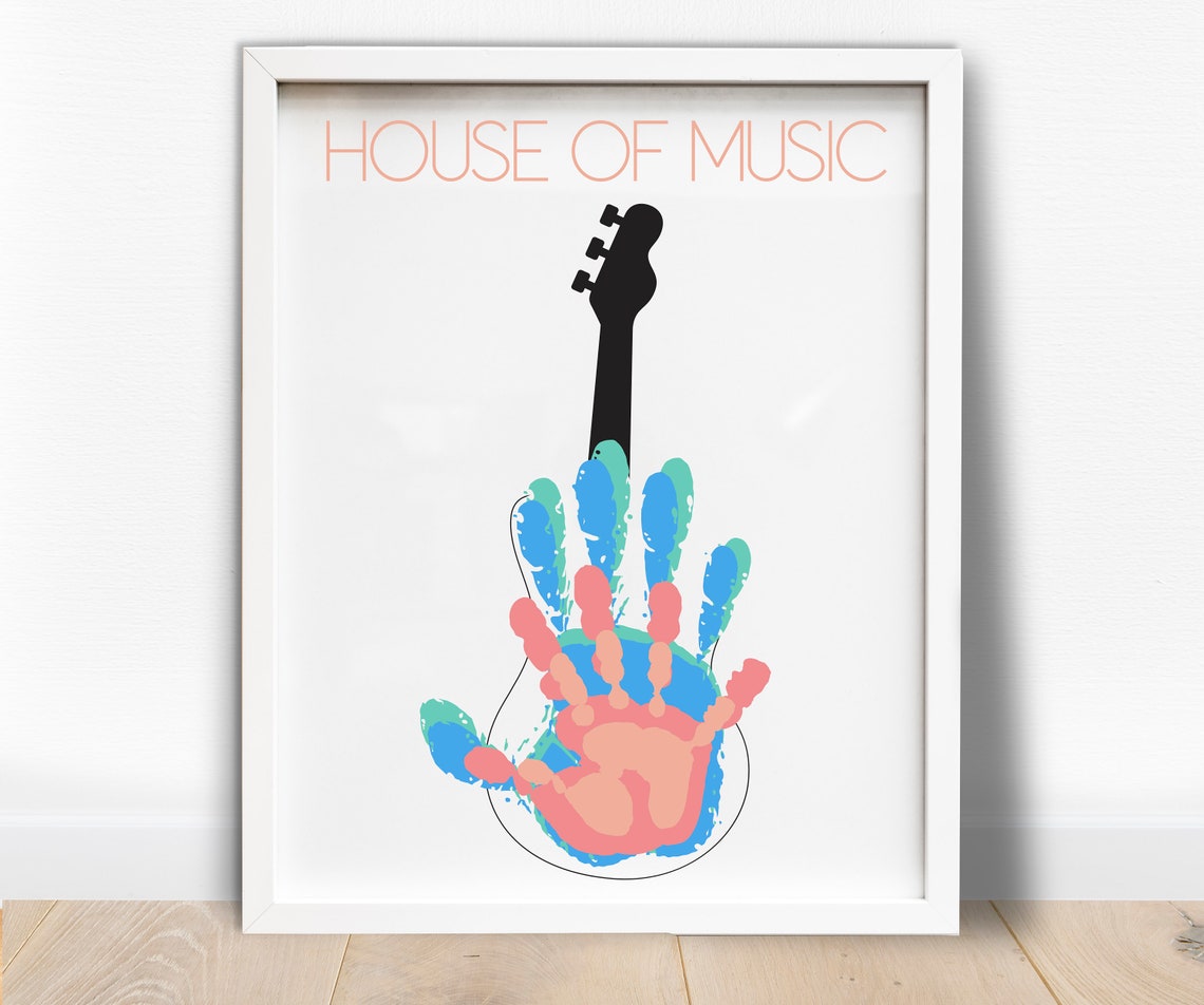 Guitar - Love Music Handprint and Footprints Art Printable for Kids ...