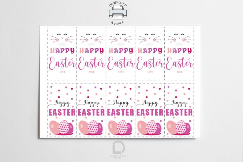 Easter Gift Tag Printable, EGG and Bunny , Print&cut - Etsy