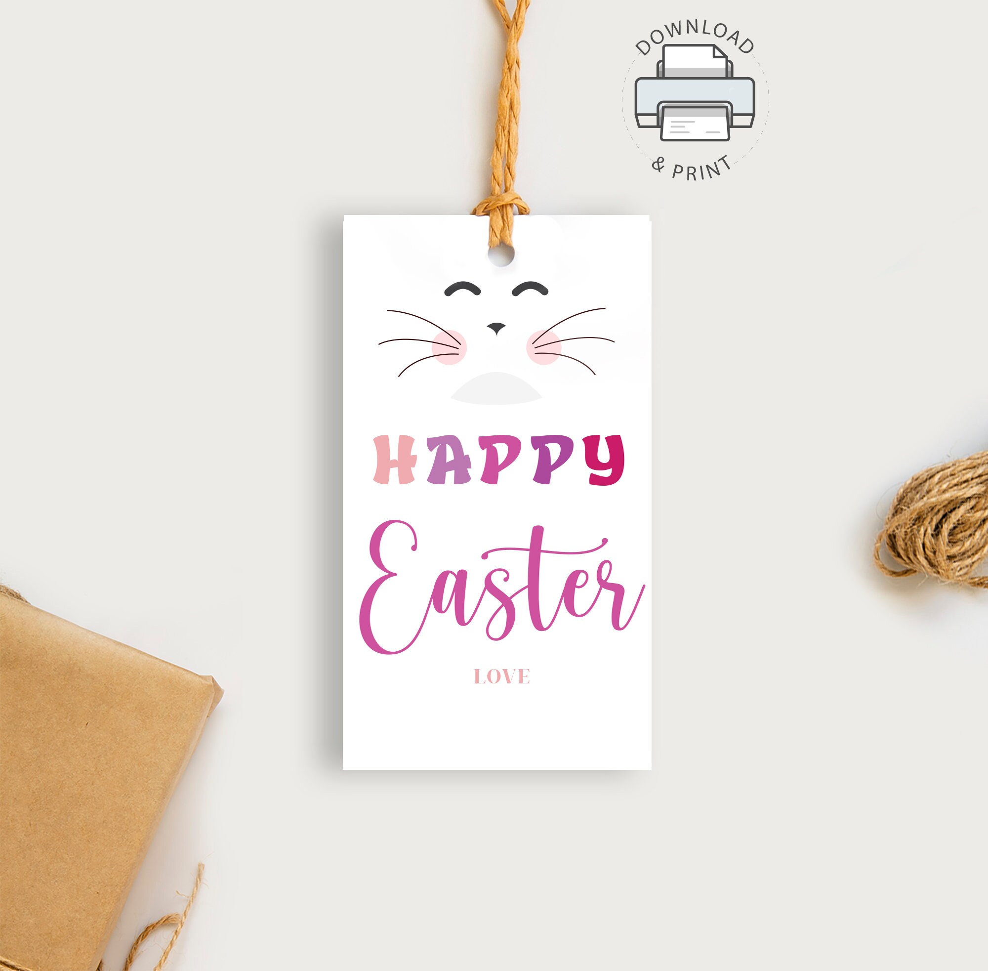 Easter Gift Tag Printable, EGG and Bunny , Print&cut - Etsy