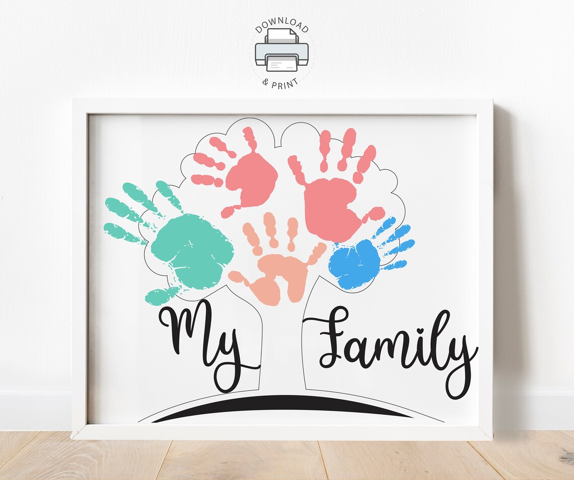 My Family Hand Print Art Printable for Kids - Print - Etsy