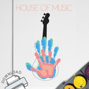 Guitar - Love Music Handprint and Footprints Art Printable for Kids ...
