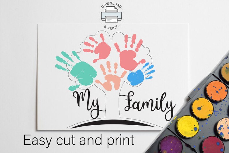 My Family Hand Print Art Printable for Kids - Print - Etsy