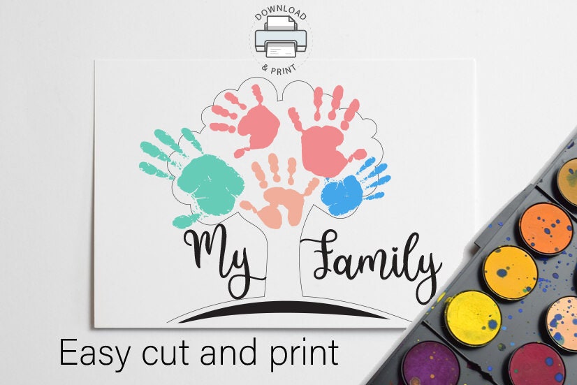 My Family Hand Print Art Printable for Kids - Print - Etsy