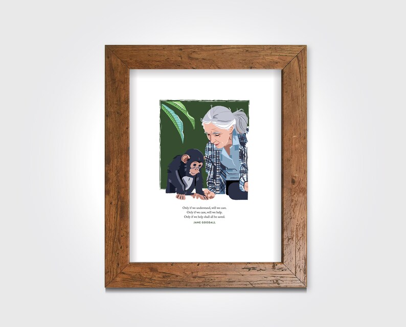 PRINTABLE Jane Goodall Illustration Art Print Digital Download - Etsy