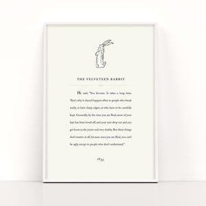 PRINTABLE Poster the Velveteen Rabbit Quote - Etsy